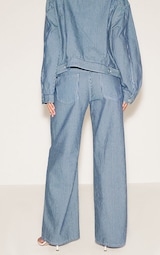 Navy Striped Low Rise Wide Leg Jeans | Denim | PLT