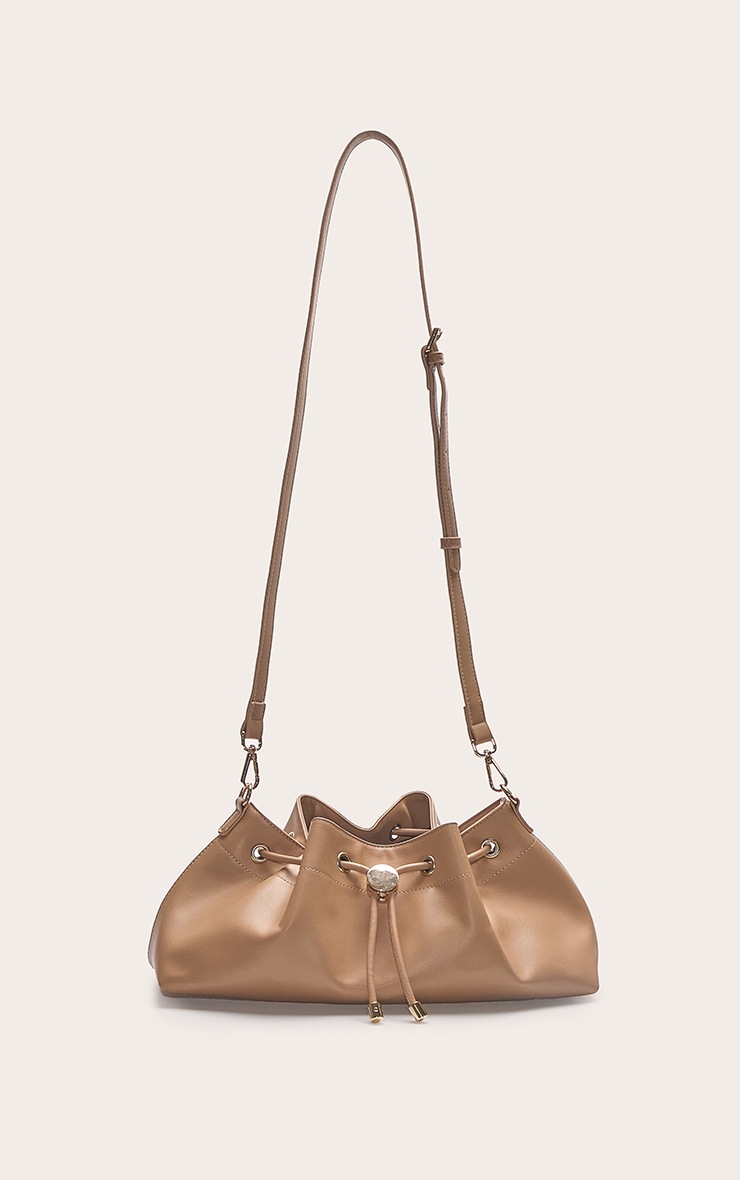 Tan Soft PU Drawstring Shoulder Bag | Accessories | PLT USA