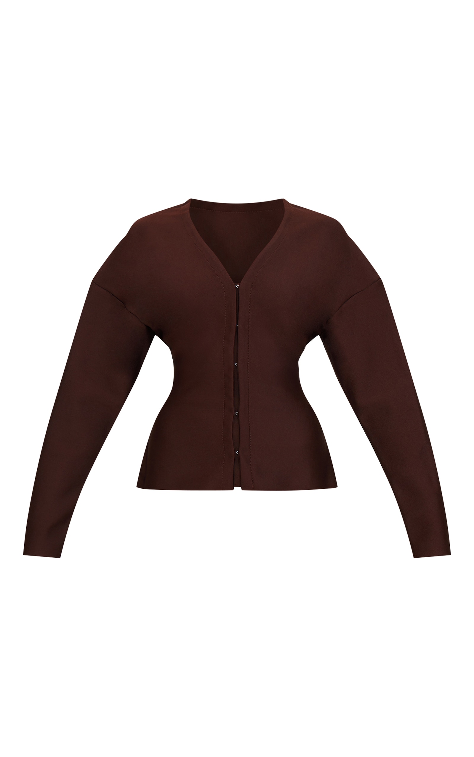 Chocolate Tailored Hook And Eye Cardigan | Co-ords | PLT