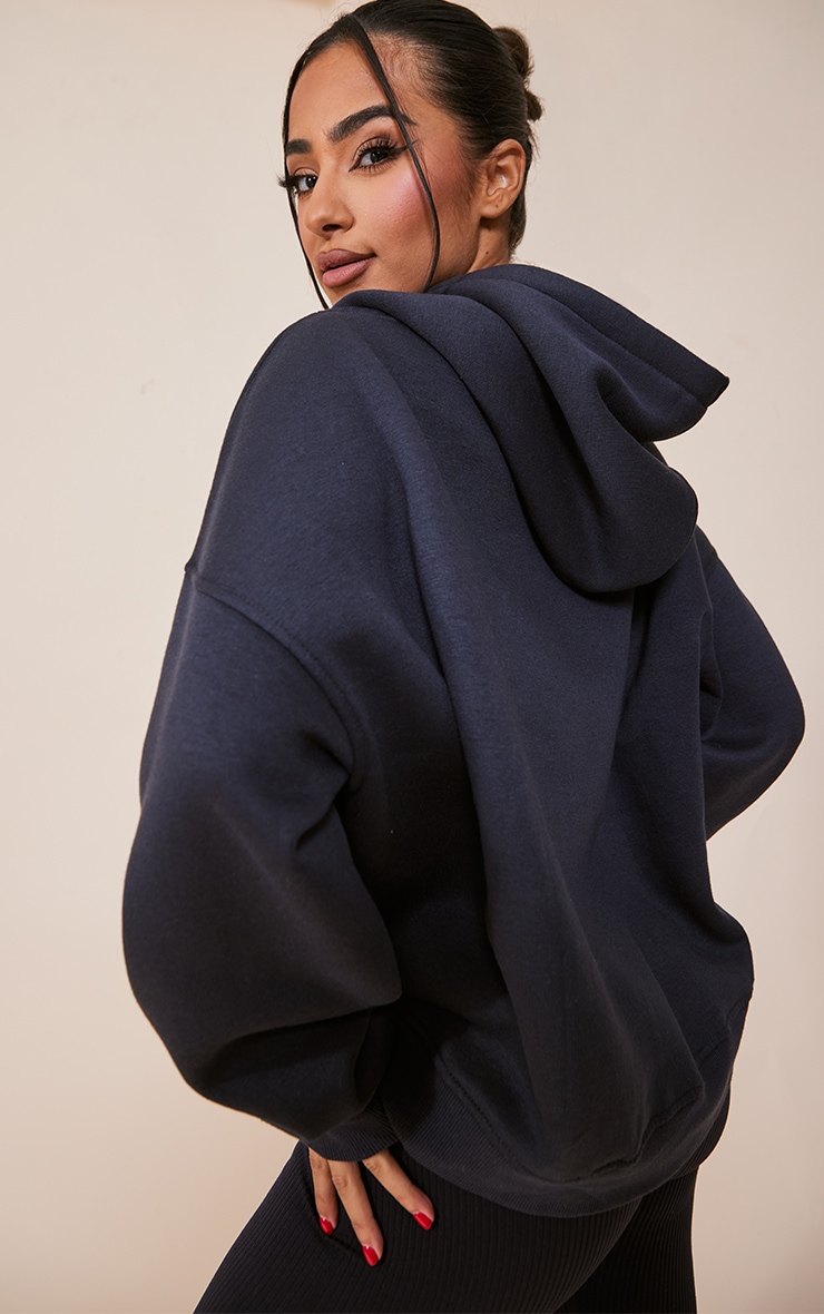 Petite Ink Blue Basic Oversized Hoodie | PrettyLittleThing AUS