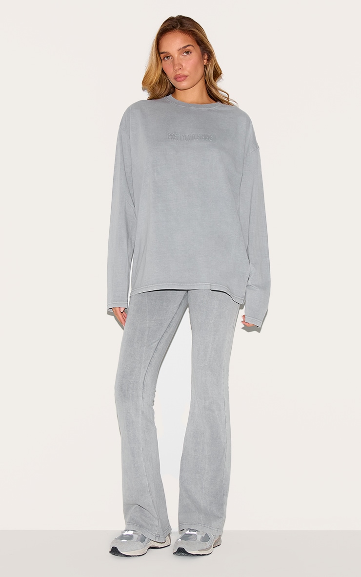 PLT Light Grey Embossed Logo Skinny Flare Pants | Co-ords ...