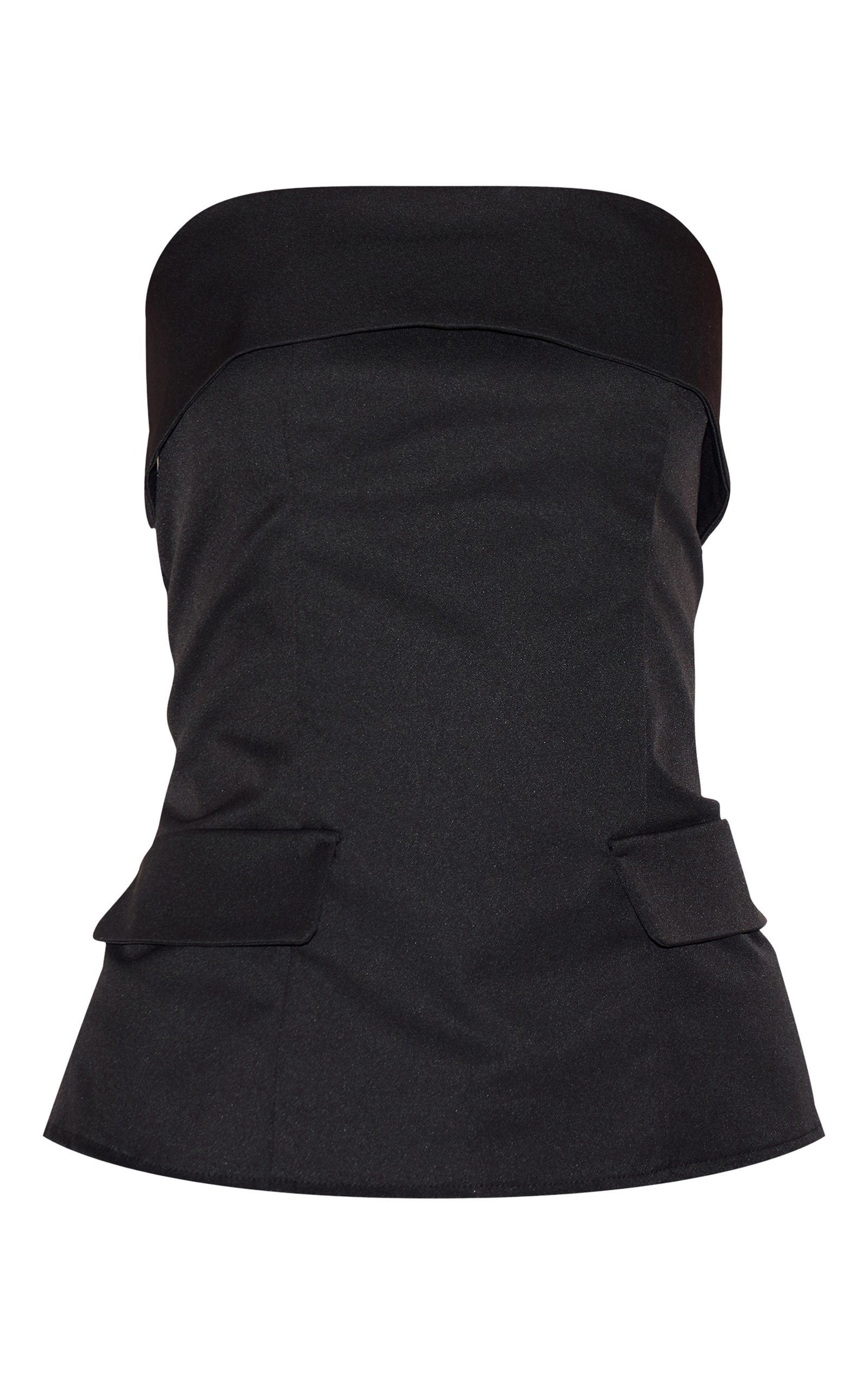 Black Pocket Detail Foldover Bandeau | Tops | PLT USA