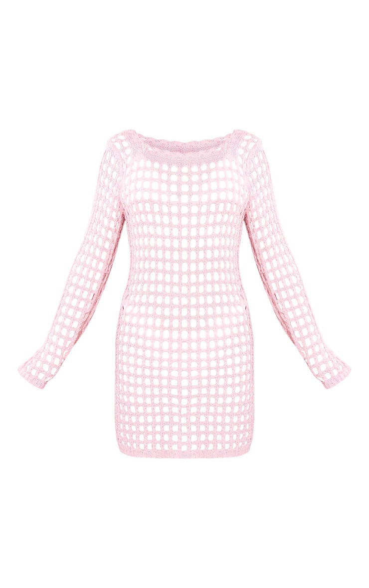 Petite Pink Open Knit Mini Dress | Petite | PLT UAE