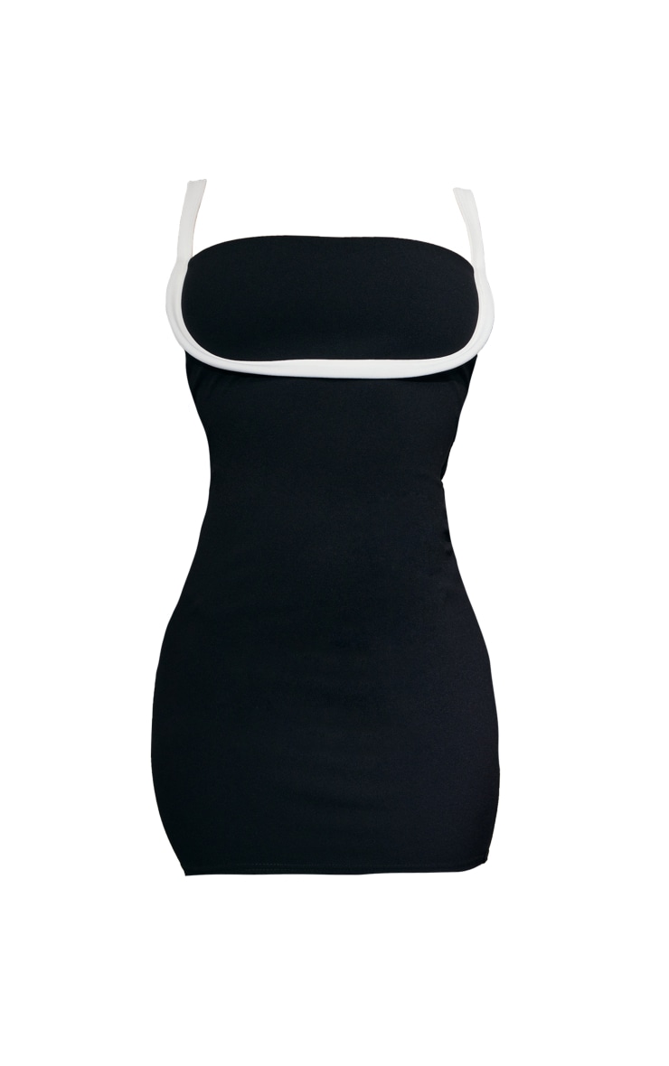 Black Underbust Seam Strappy Bodycon Dress | PrettyLittleThing USA