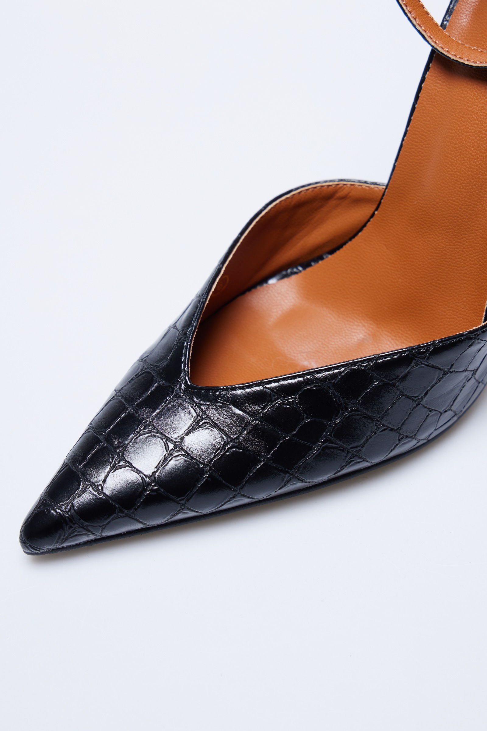 PLT Label Black Croc High Heeled Court Shoes | Footwear | PrettyLittleThing