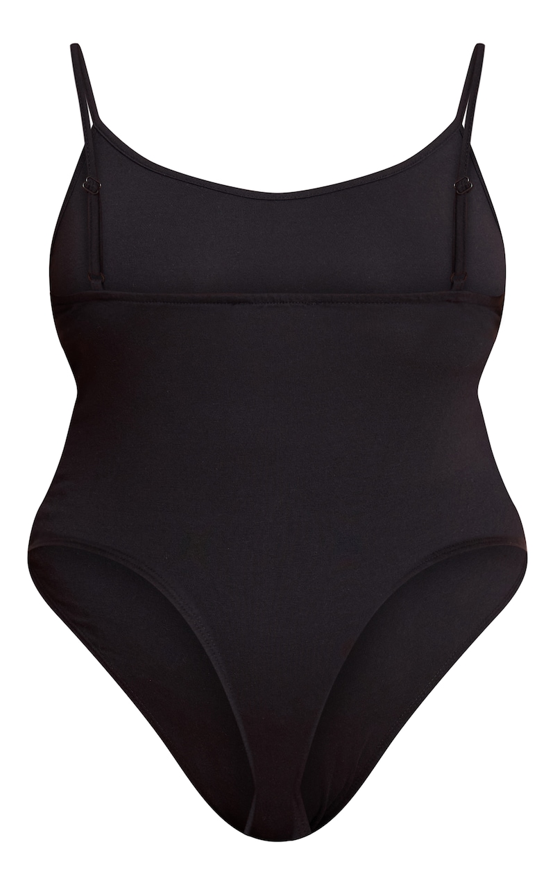 Plus Black Soft Cotton Strappy Bodysuit | Plus Size | PLT USA