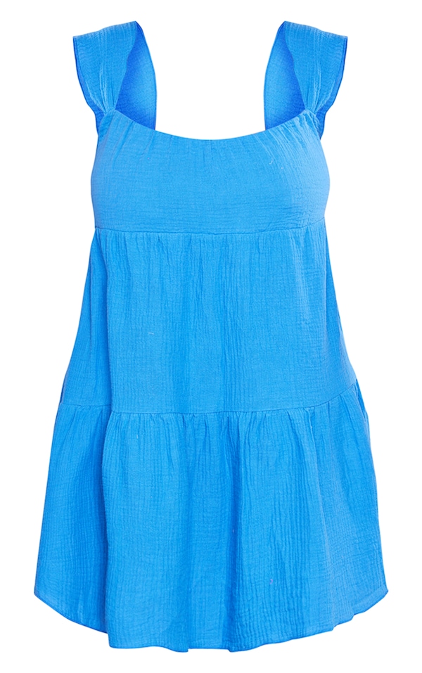 Plus Robe Droite Bleue Texturée Superposée Prettylittlething Fr