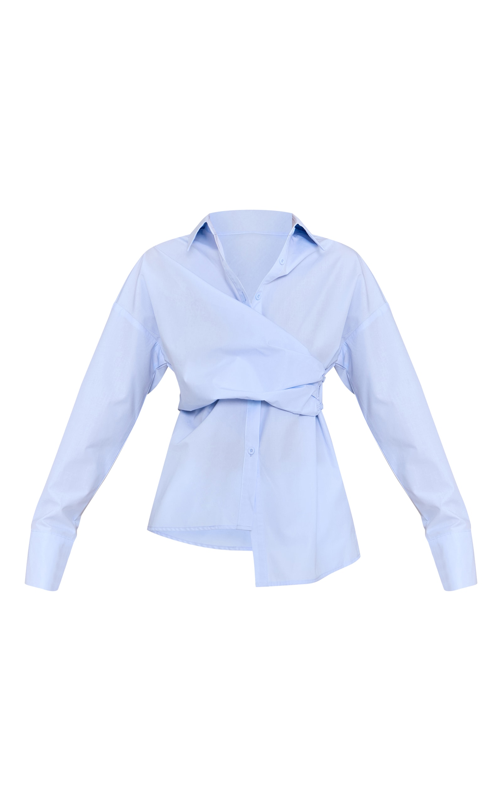 Light Blue Asymmetric Drape Shirt | Tops | PLT