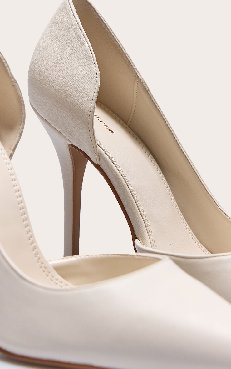 Cream Pu Point Toe Curve Cut Out High Heel Courts | Footwear ...