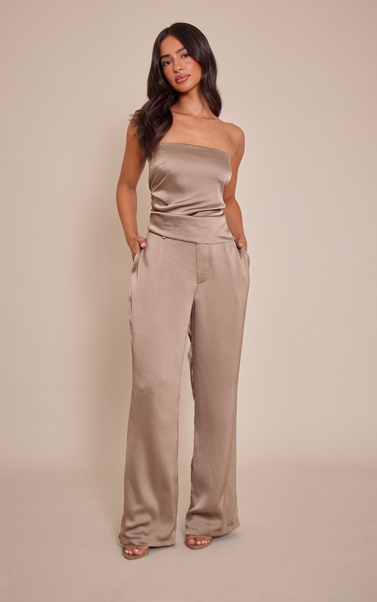 Petite Taupe Satin Bandeau Top | Petite | PLT