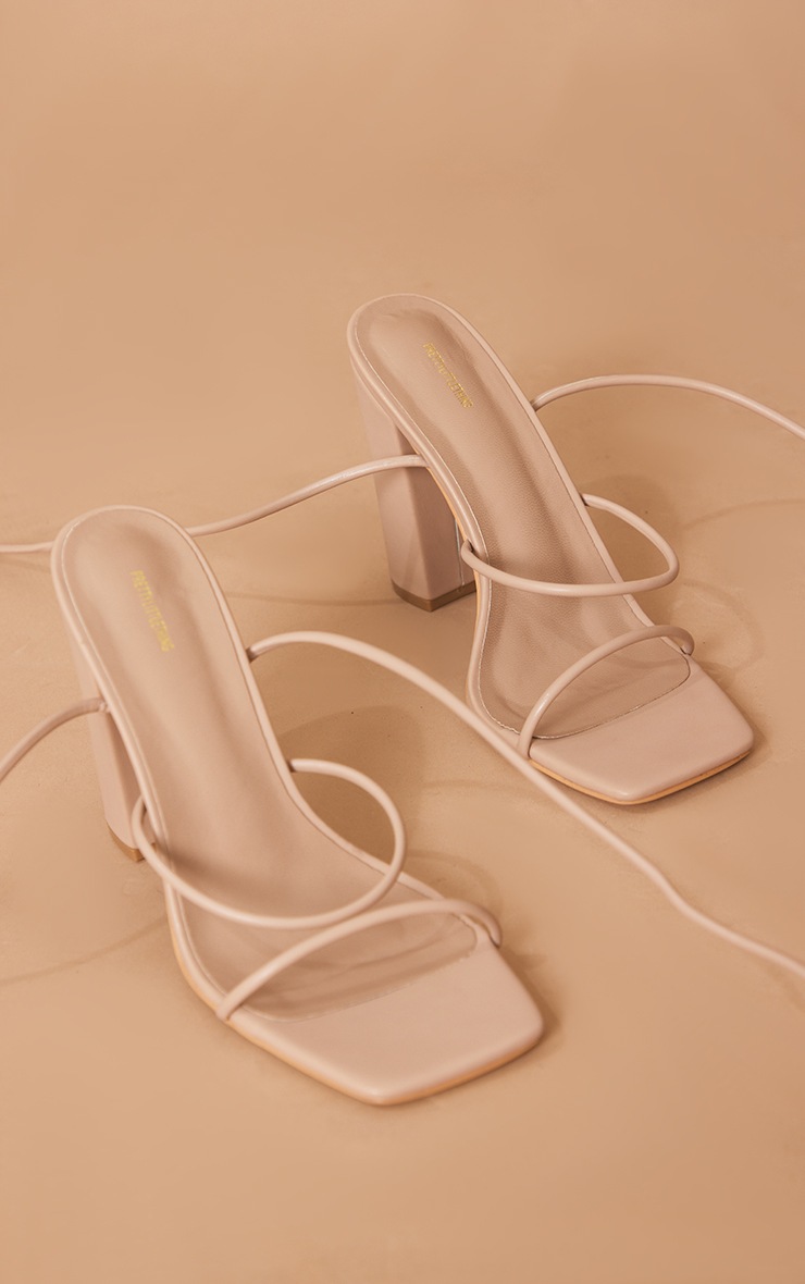 Nude Delicate Strap Block Heel Ankle Sandals | Footwear | PLT