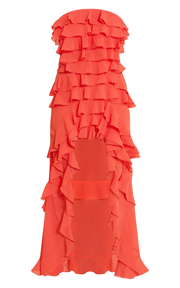 Orange Ruffled Bandeau Maxi Dress | Dresses | PLT USA