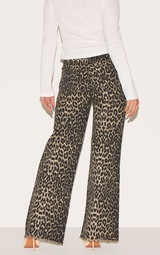 Brown Leopard Print Denim Wide Leg Denim Jean | Denim | PrettyLittleThing