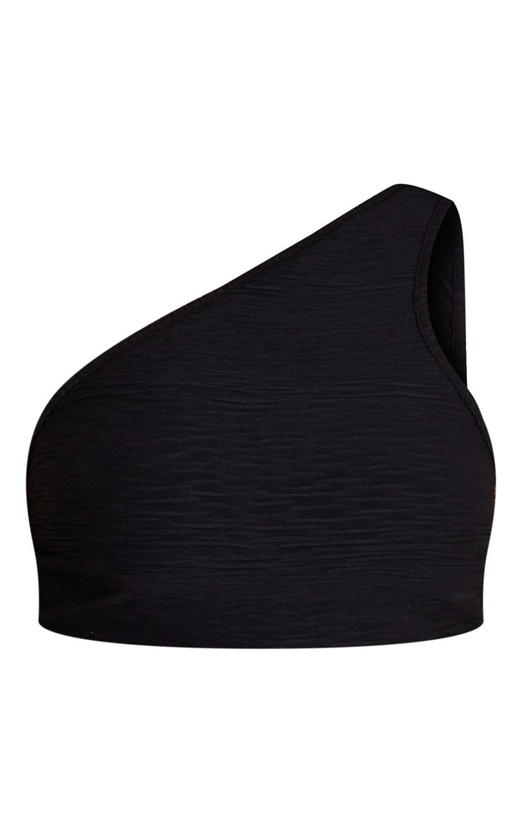 Shape Black Textured One Shoulder Crop Top Prettylittlething
