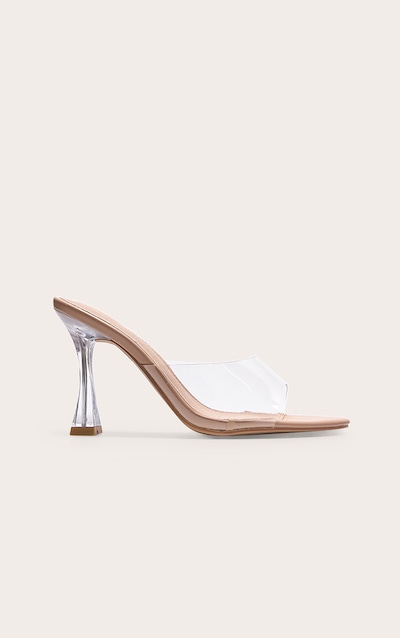 Clear Wide Fit PU Round Toe High Heeled Mules | Footwear ...