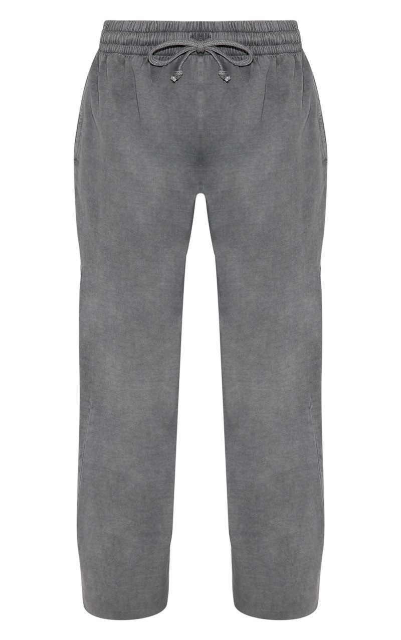 Charcoal Straight Leg Mid Rise Drawstring Trousers | Co-ords | PLT