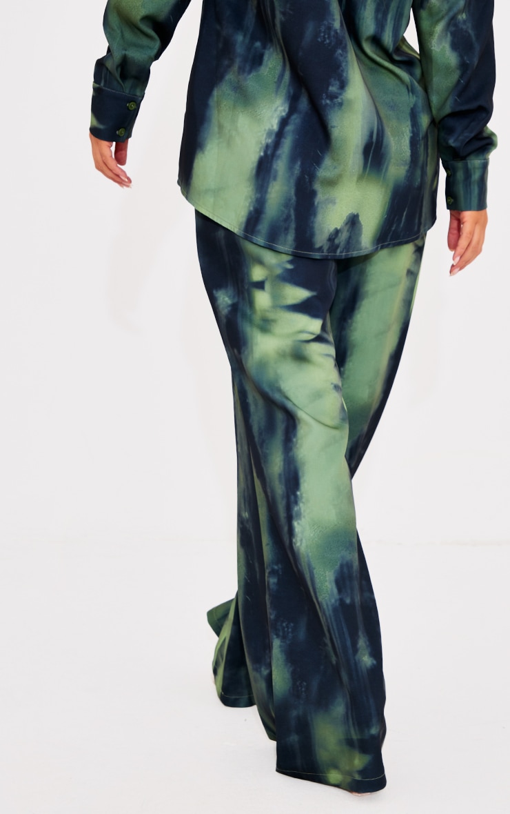 Green Abstract Print Wide Leg Pants | Two Piece Sets ...