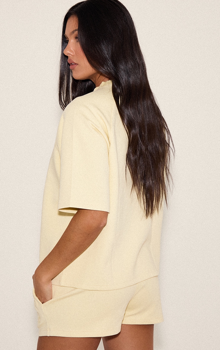 Butter Cream Embroidered Interlock Boxy Tee | Athleisure | PLT