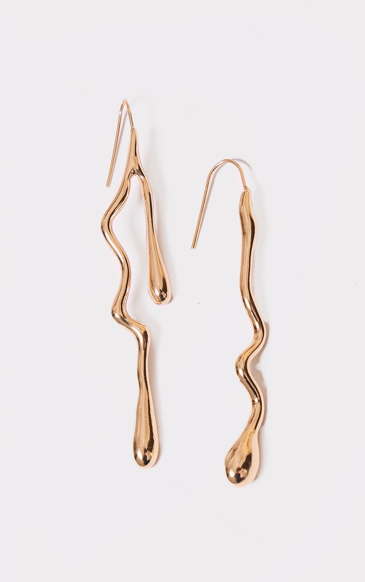 Gold Molten Abstract Drop Statement Earrings | Accessories ...