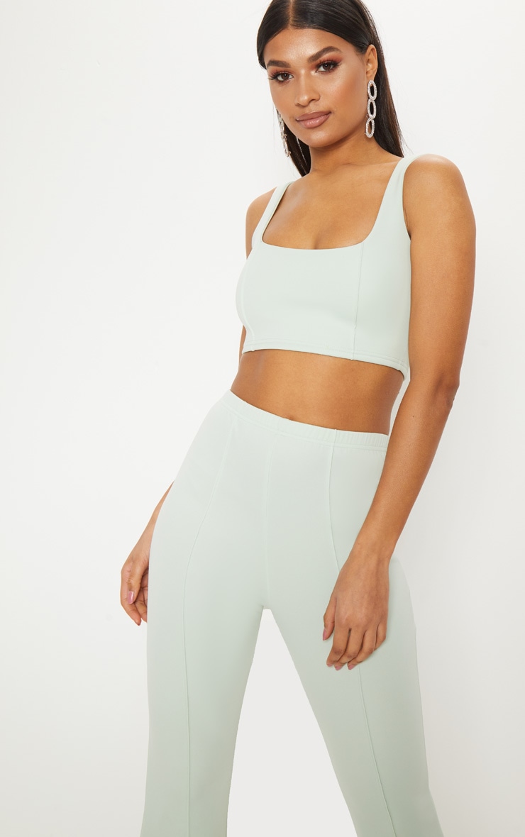 Crop Top Vert Menthe Pâle À Col Carré Et Zip Dans Le Dos ...