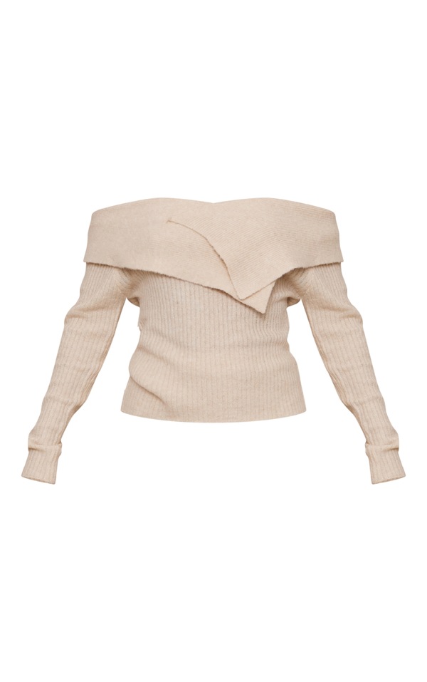 Oatmeal Luxe Knit Fold Over Top | Knitwear | PLT