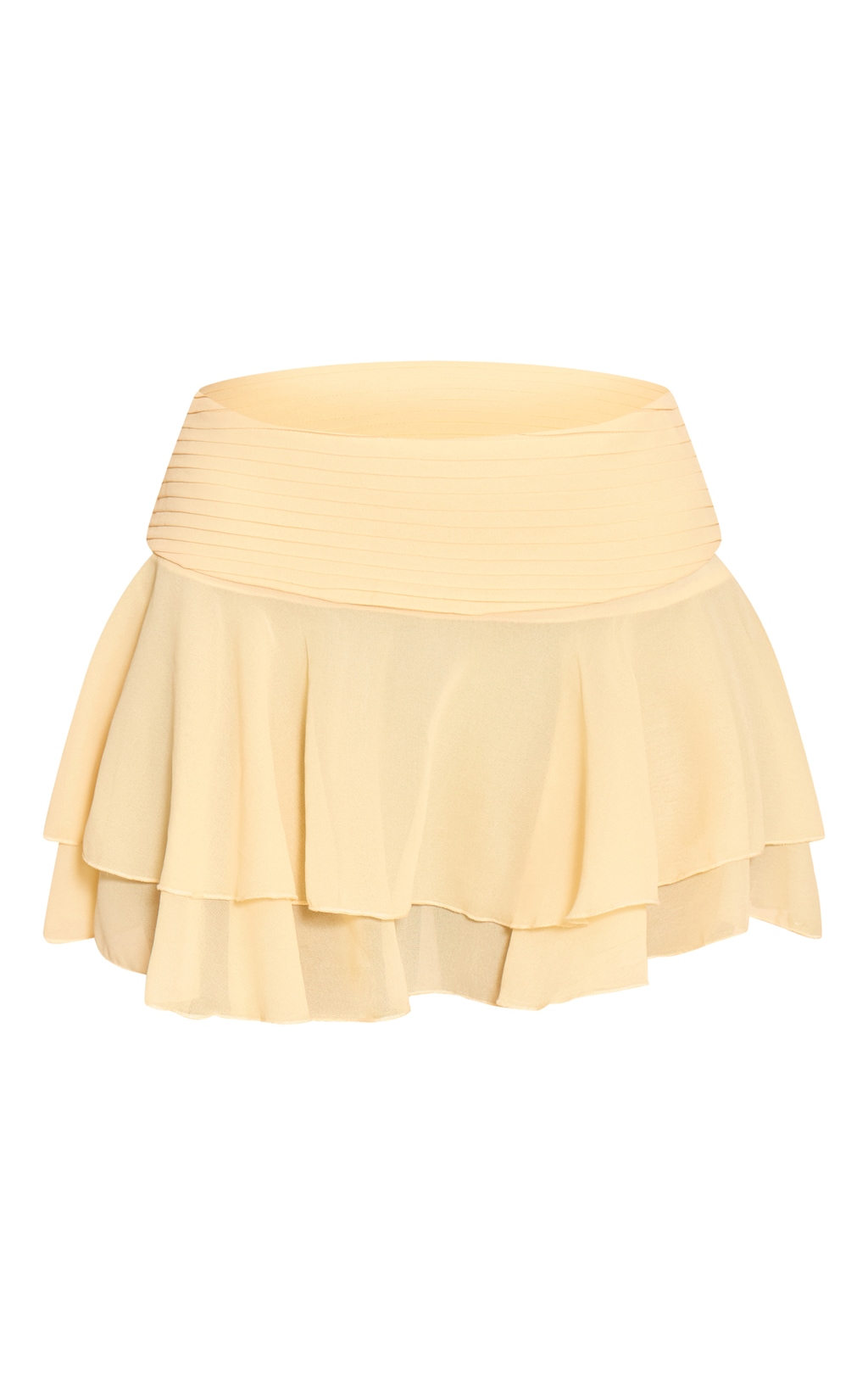 Lemon Chiffon Pleated Ruffle Mini Skirt | Co-ords | PrettyLittleThing USA