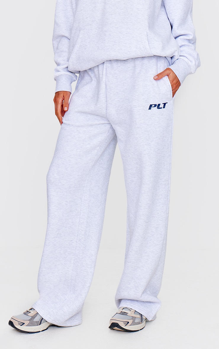 PLT Tall Grey Marl Logo Wide Leg Sweatpants | Tall | PLT USA