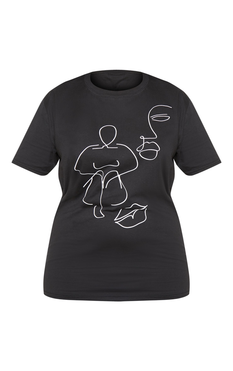 Plus Black Abstract Face Graphic T-Shirt | PrettyLittleThing