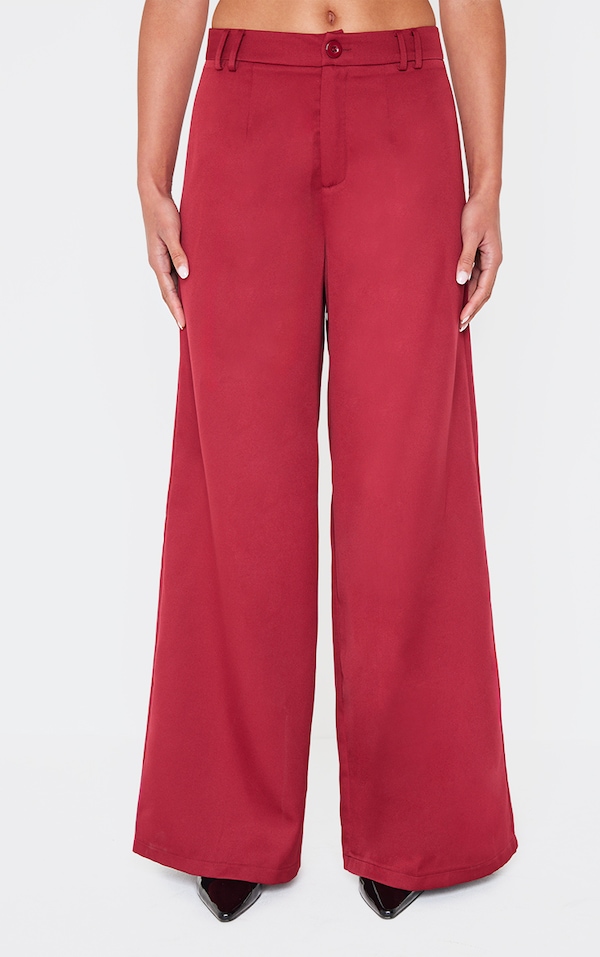 Burgundy Woven Belt Loop Suit Pants | Co-ords | PrettyLittleThing AUS