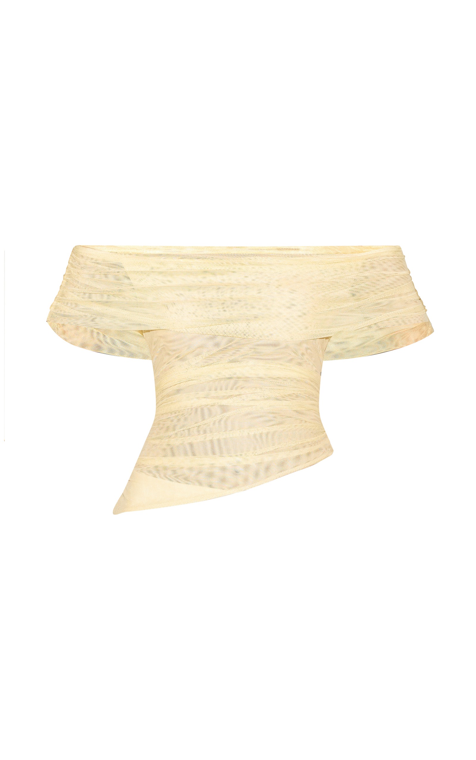 Lemon Mesh Foldover Ruched Bandeau Top | Tops | PLT USA