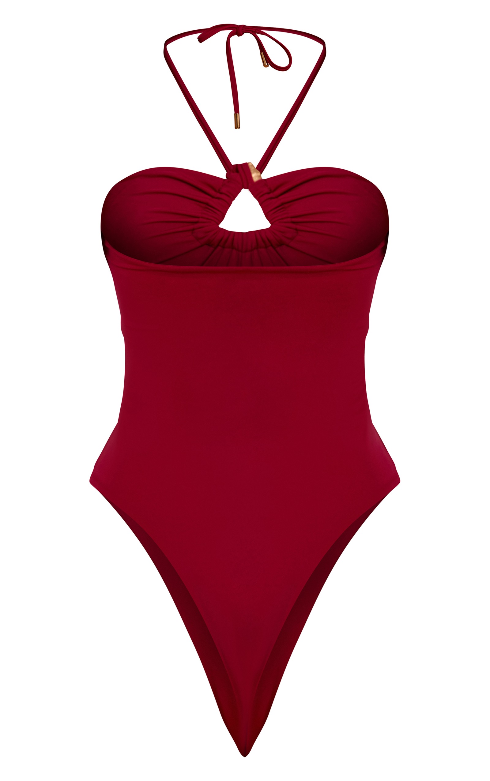 Magenta Triangle Trim Halter Neck Swimsuit | Swimwear | PLT USA