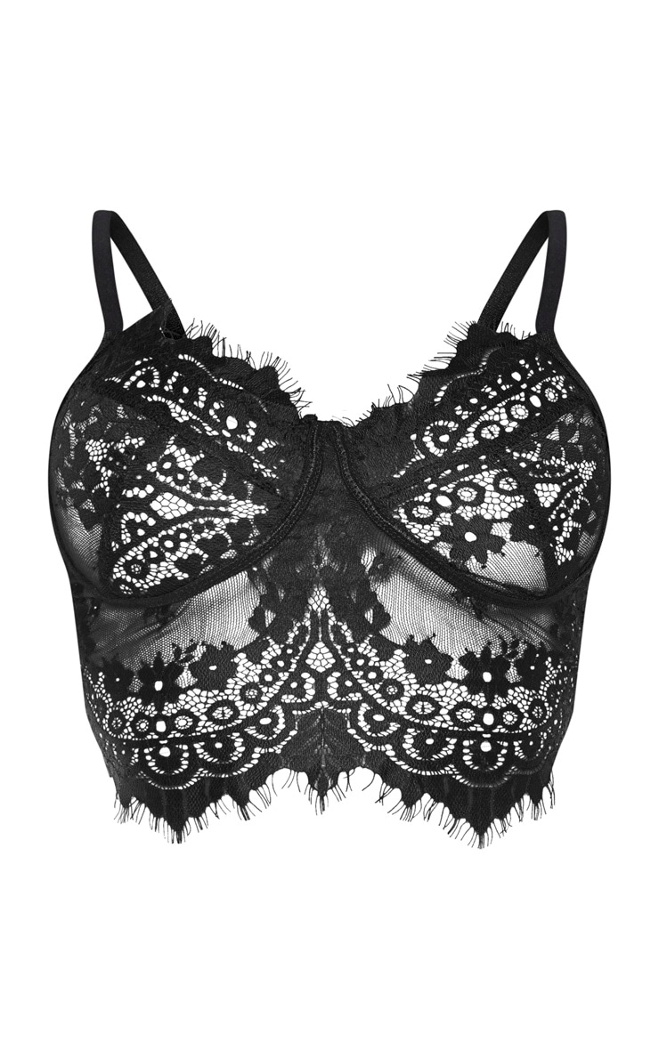 Black Lace Longline Bralette | Lingerie | PrettyLittleThing USA