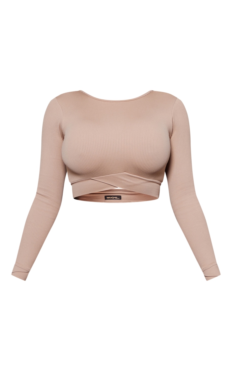 Shape Camel Branded Open Back Gym Crop Top | PrettyLittleThing USA