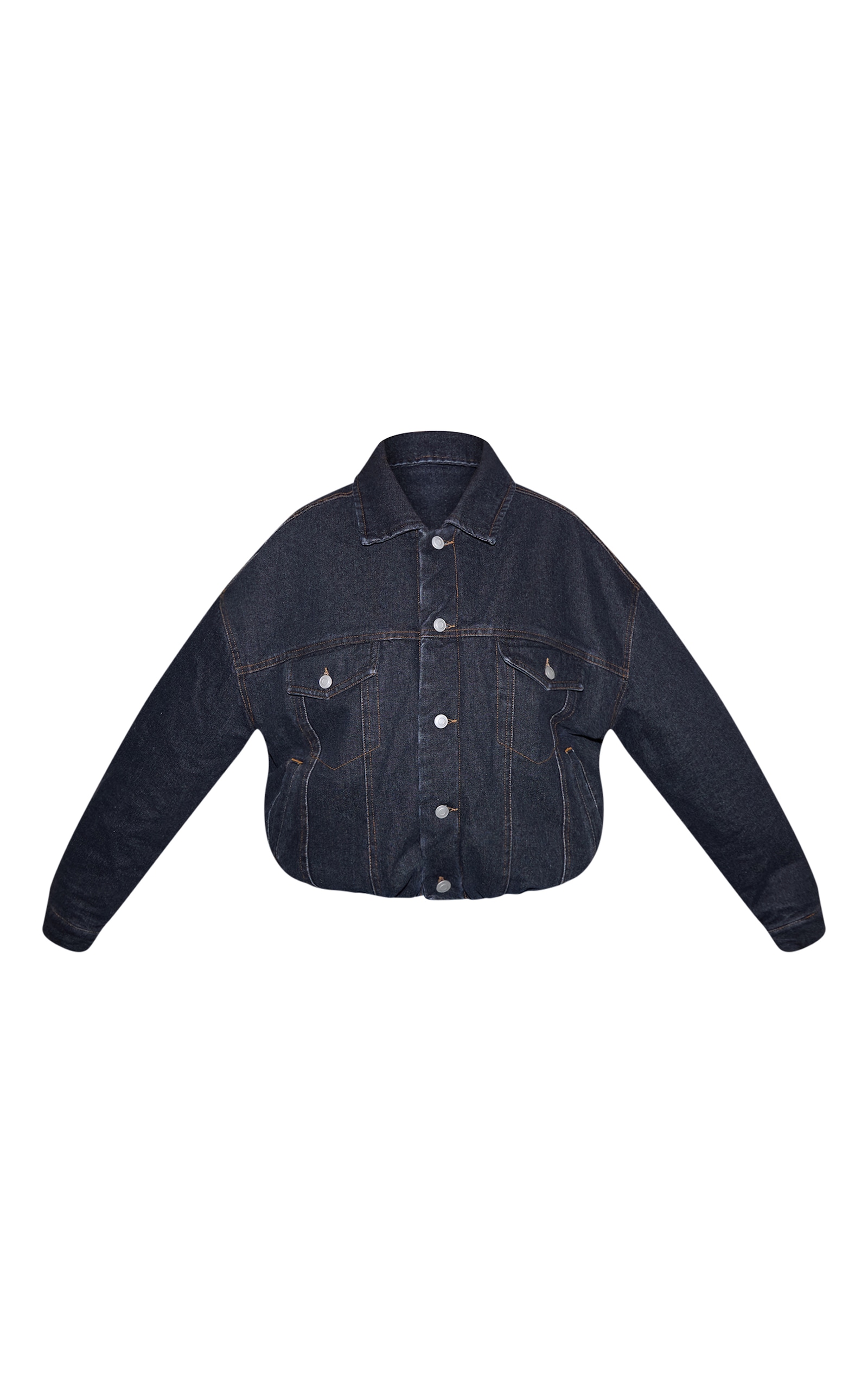 Raw Indigo Balloon Hem Quilted Crop Denim Jacket | Denim | PLT CA