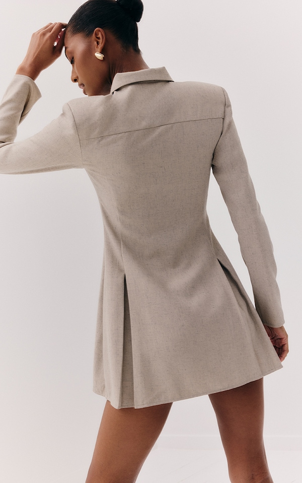 Light Grey Button Up Pleated Hem Shirt Dress | Dresses | PLT