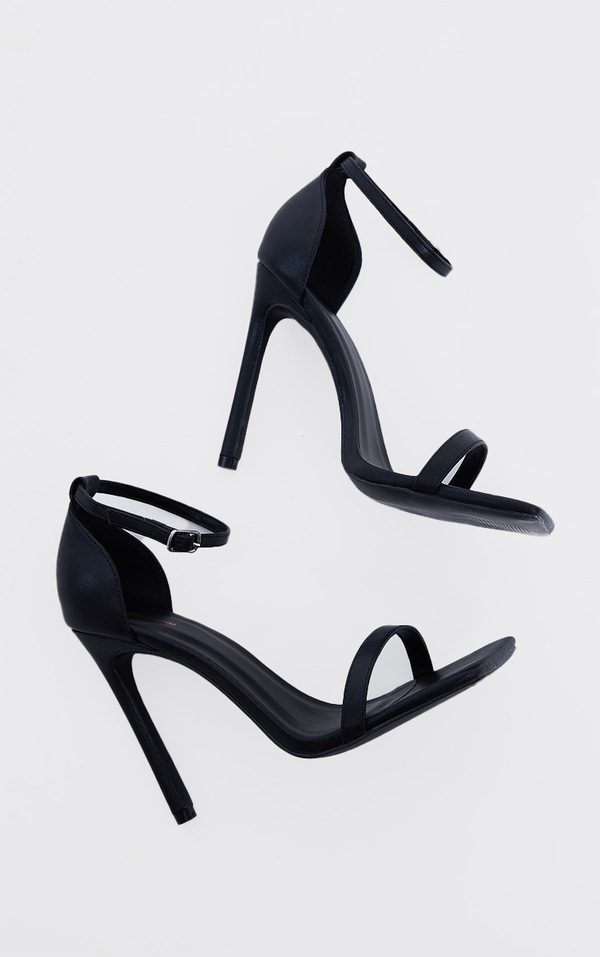 Black WIDE FIT Barely There Strappy Heeled Sandals | Footwear ...