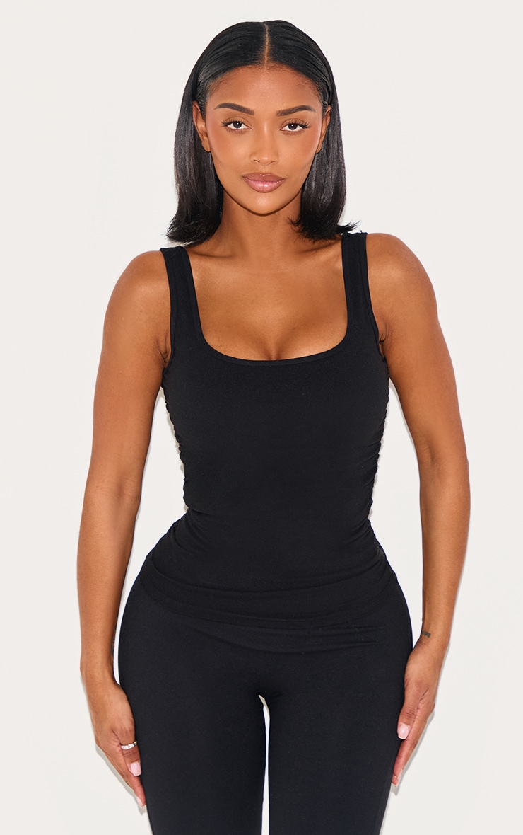 Shape Black Active Ruched Cupped Long Line Top | Shape ...