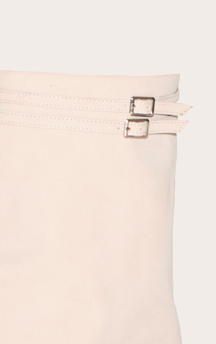 Cream Round Toe Fold Over Buckle Strap Ankle Boots | Footwear | PLT