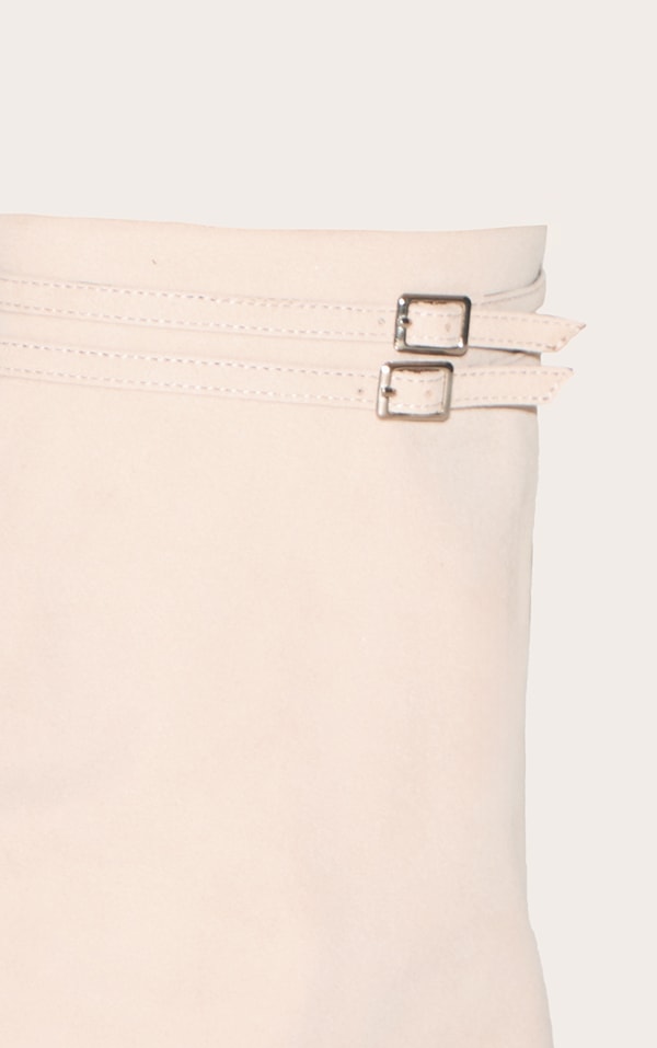 Cream Round Toe Fold Over Buckle Strap Ankle Boots | Footwear | PLT