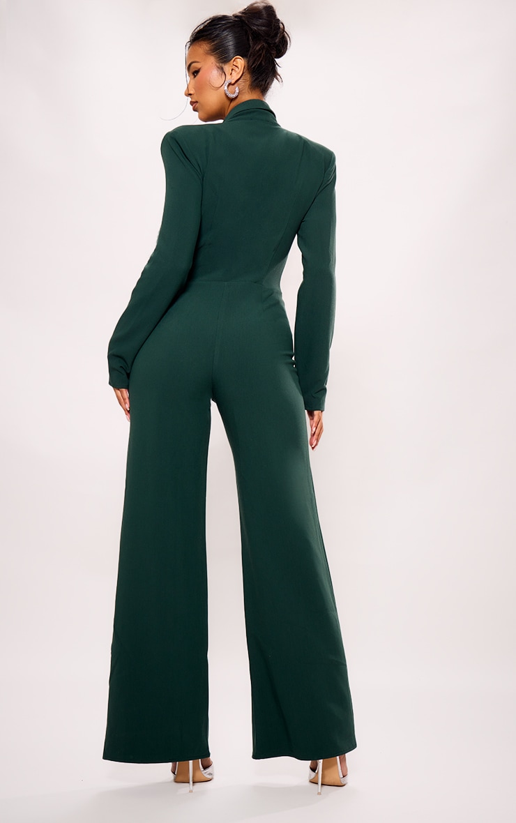 Emerald Green Mesh Tailored Wide Leg Jumpsuit | Jumpsuits & Rompers | PrettyLittleThing CA