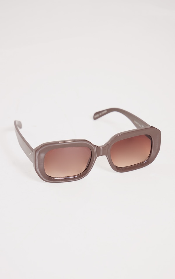 Lunettes De Soleil Rectangulaires Larges Chocolat | Accessoires | PLT FR