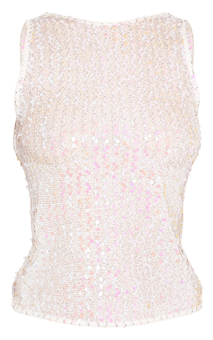 Petite Multi Sequin Racer Neck Top | Petite | PLT