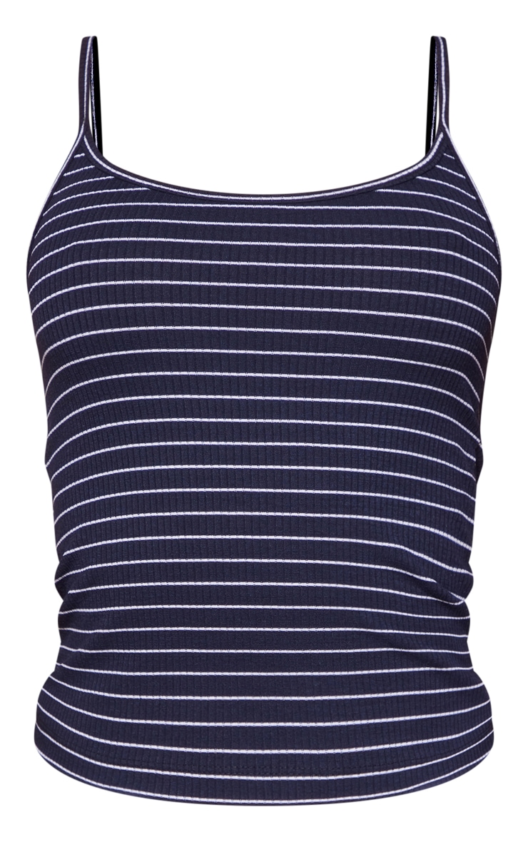 Navy Stripe Rib Cami Top | Tops | PrettyLittleThing