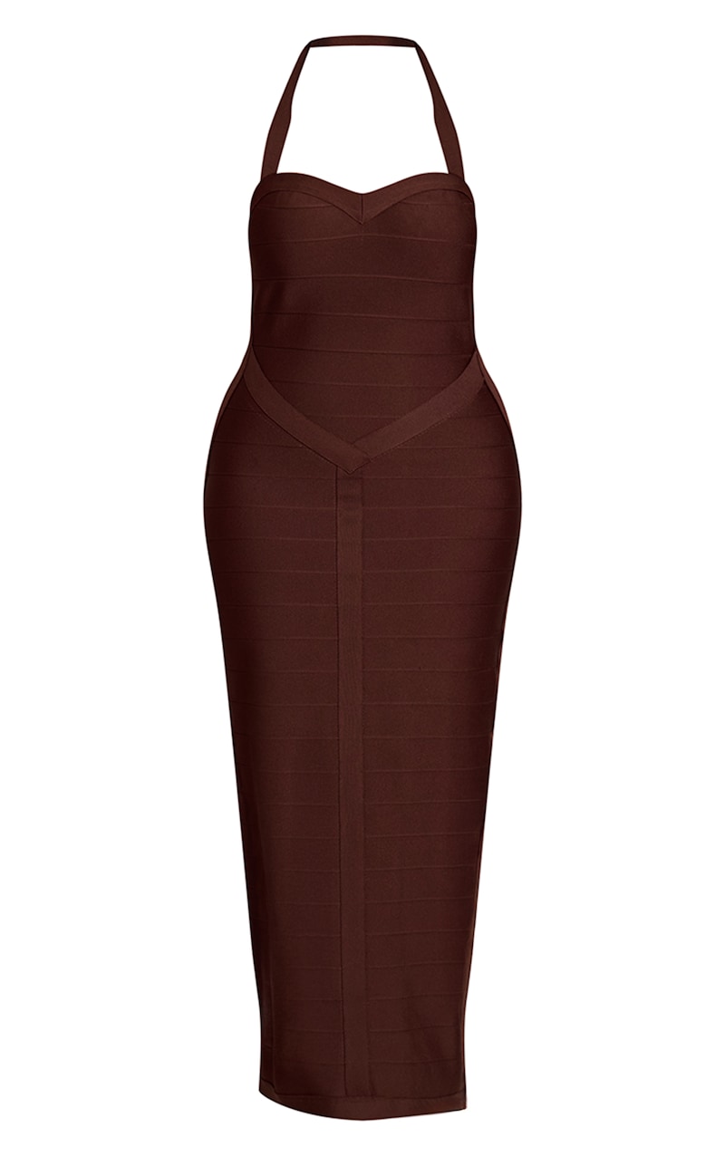 Shape Chocolate Bandage Halter Neck Maxi Dress | Shape | PLT