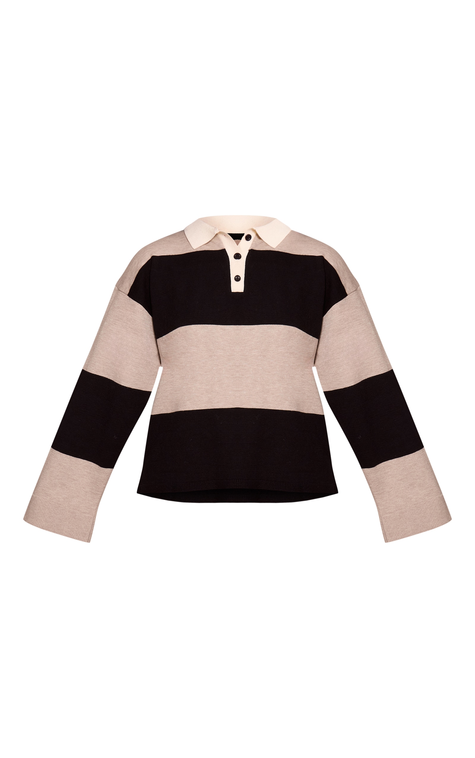 Black Striped Knitted Rugby Top | Knitwear | PLT
