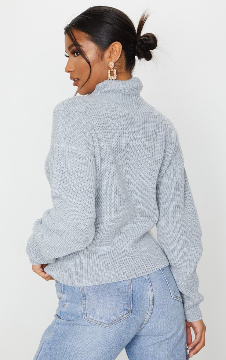 Pull gris à col montant | PrettyLittleThing FR