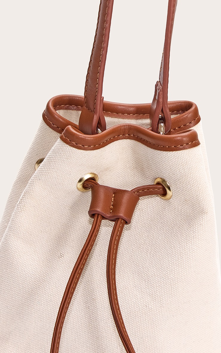 Natural Canvas Mini Drawstring Bucket Beach Bag | Accessories | PLT