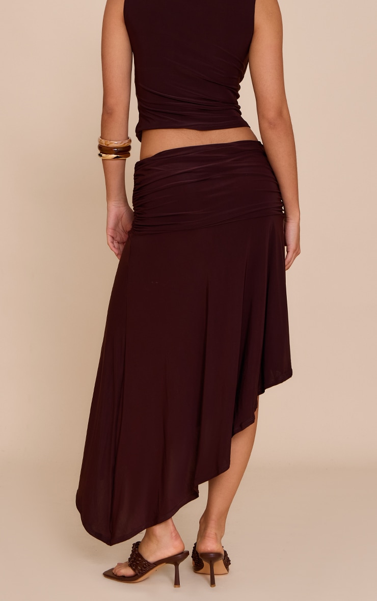 Chocolate Double Layer Asymmetrical Midaxi Skirt | Bottoms | PLT