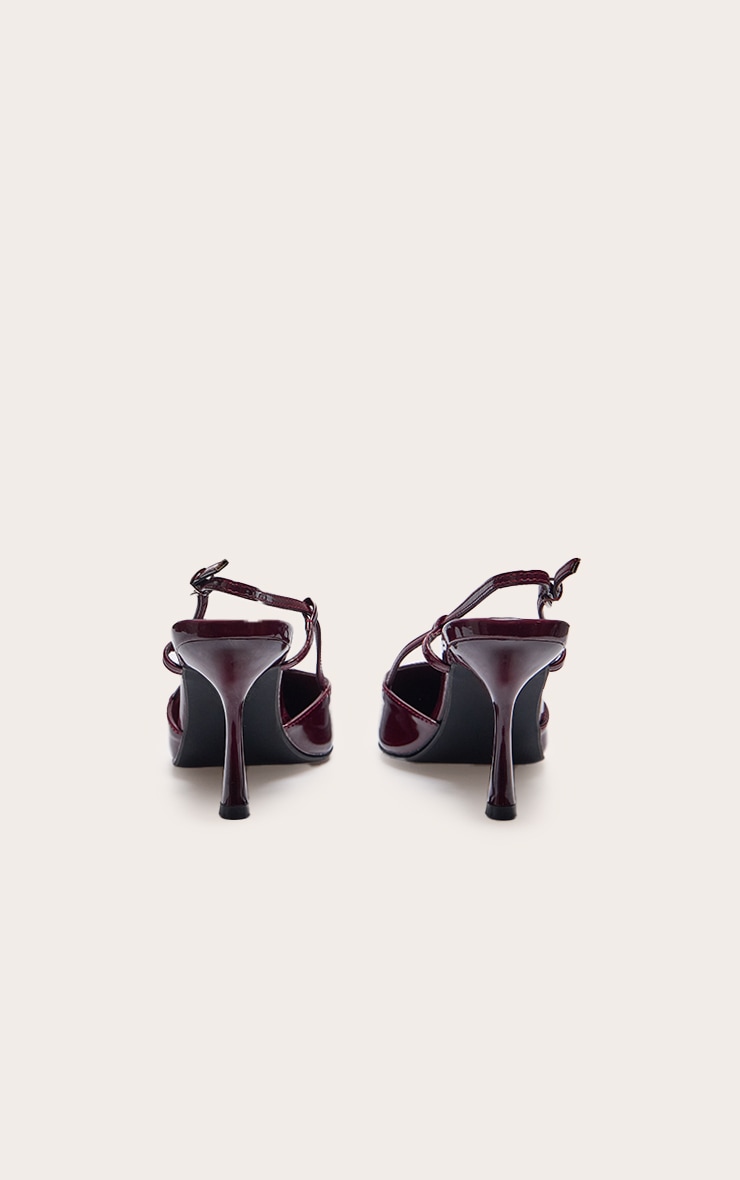 Wide Fit Burgundy PU Point Toe Court Heels | Footwear | PLT