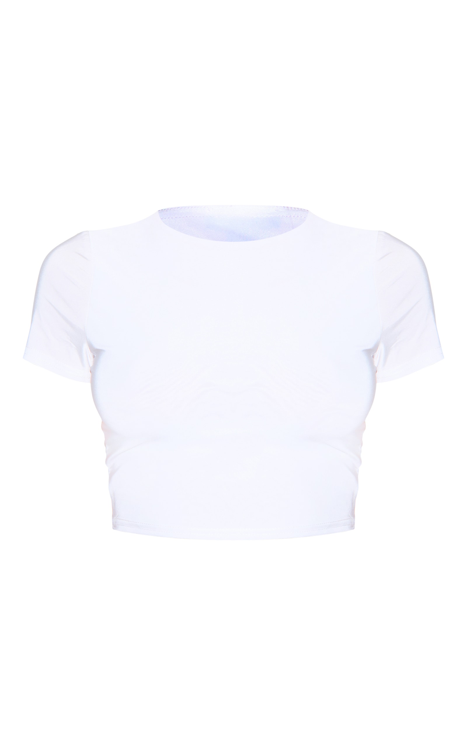 White Basic Slinky Short Sleeve Crop Top | Tops | PrettyLittleThing AUS